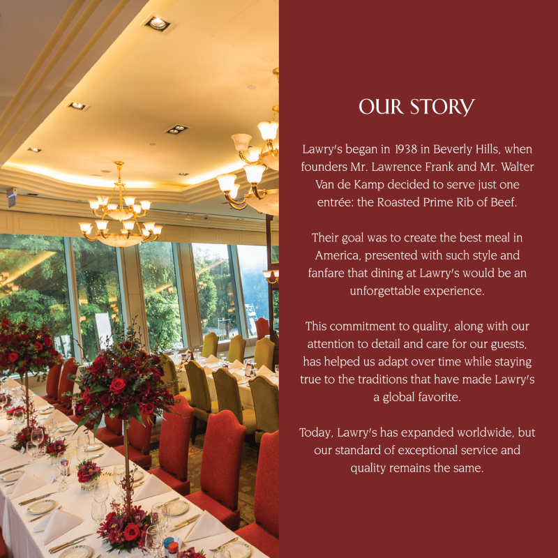 Private Events Brochure | Lawrys The Prime Rib Singapore