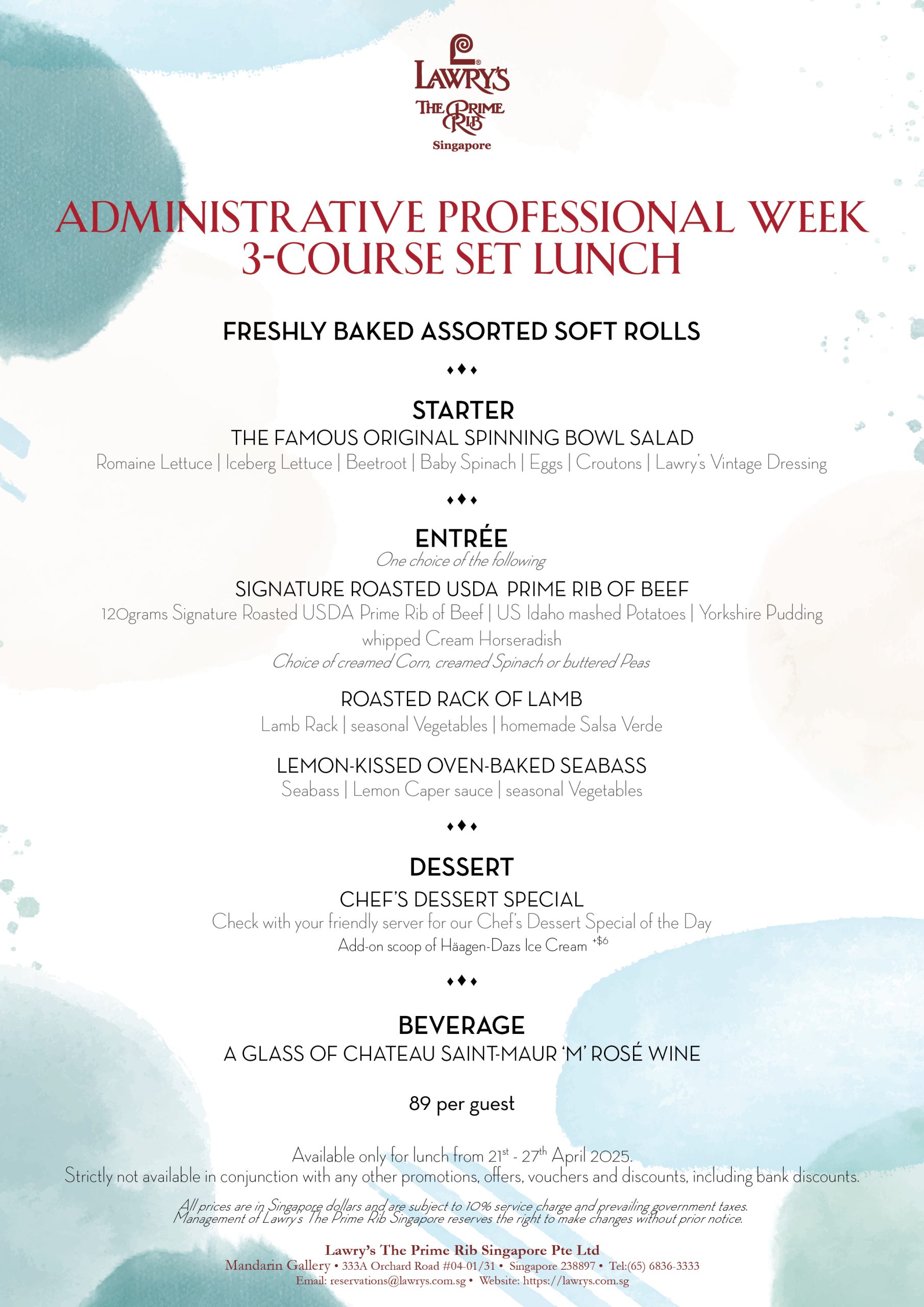 Administrative Professional Week | Lawrys The Prime Rib Singapore