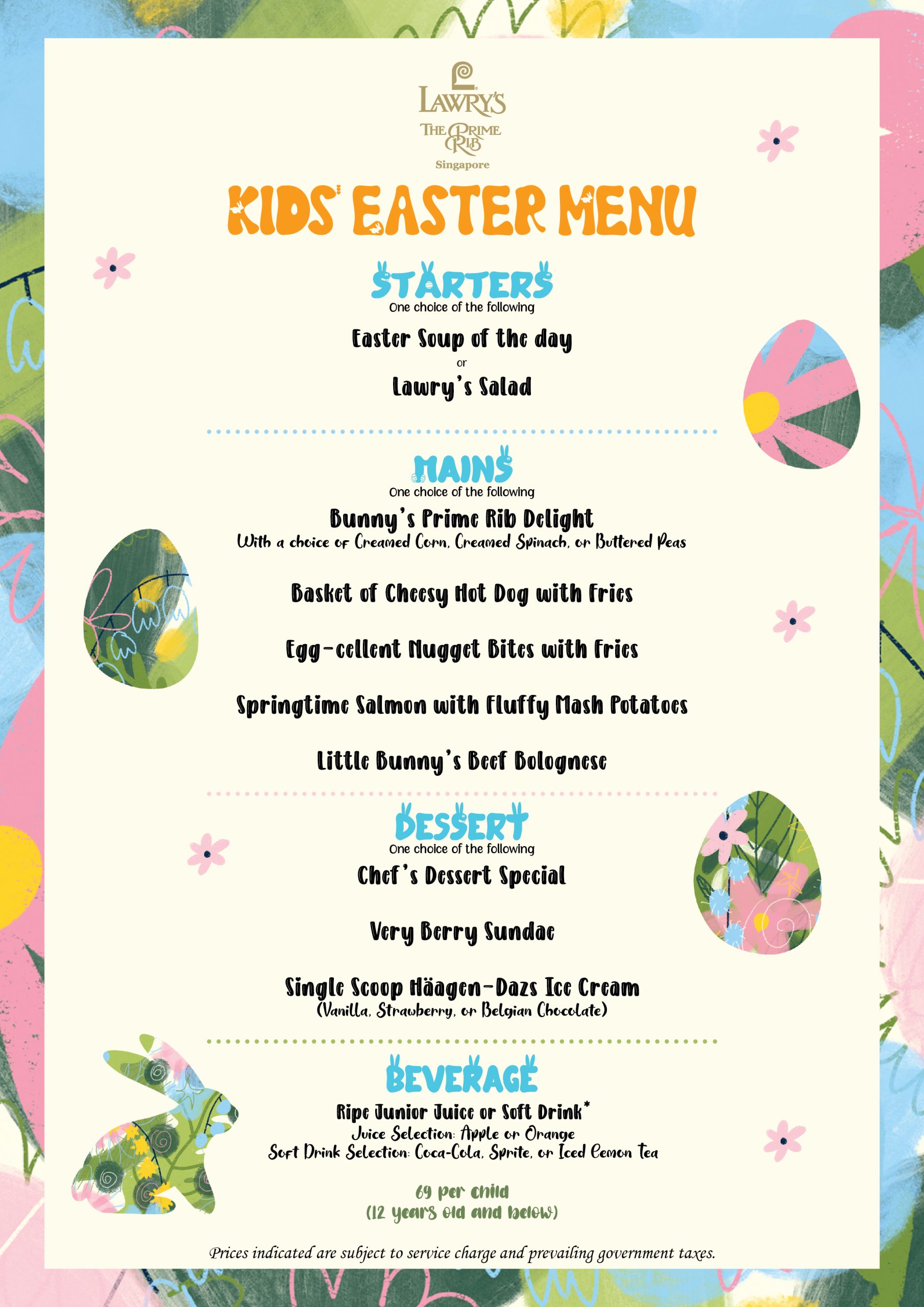 Easter Day Kids Set Menu | Lawrys The Prime Rib Singapore
