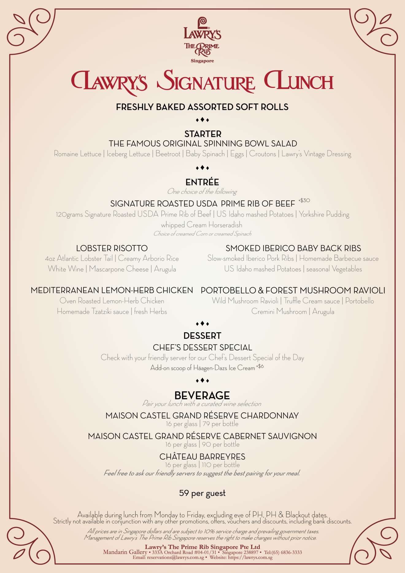 Lawry's Signature Lunch | Lawrys The Prime Rib Singapore