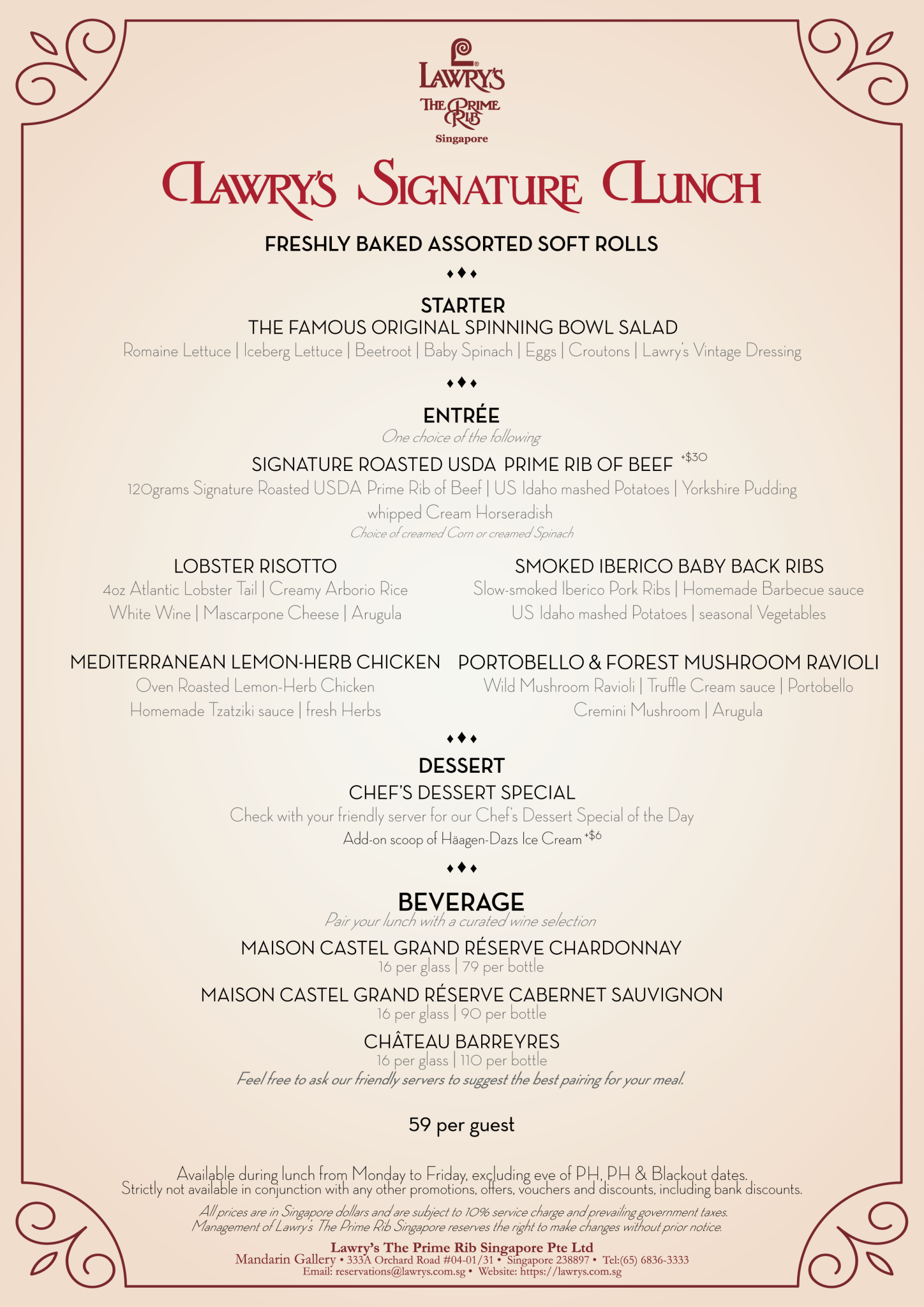 Lawry's Signature Lunch | Lawrys The Prime Rib Singapore