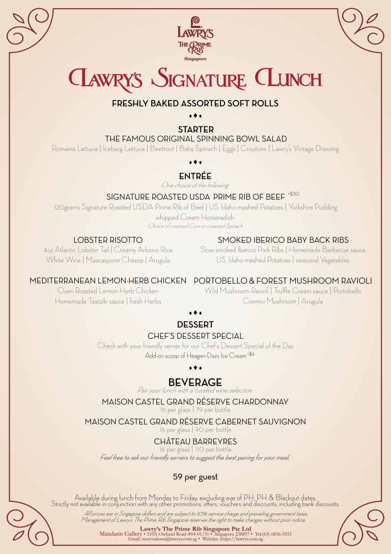 Lawry's Signature Lunch | Lawrys The Prime Rib Singapore